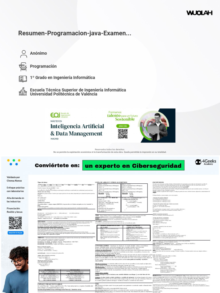 Wuolah Free Resumen Programacion Java Examen Final | PDF | Objeto ...
