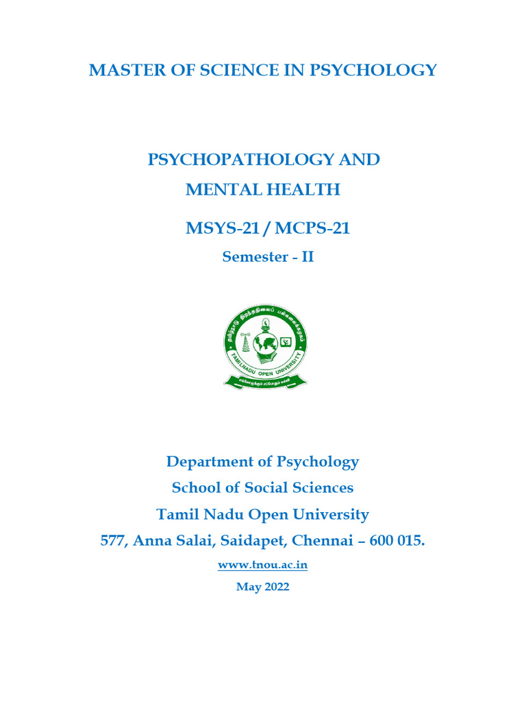 Msys - 21 Psychopathalogy | PDF | Mental Disorder | Diagnostic And Statistical Manual Of Mental ...