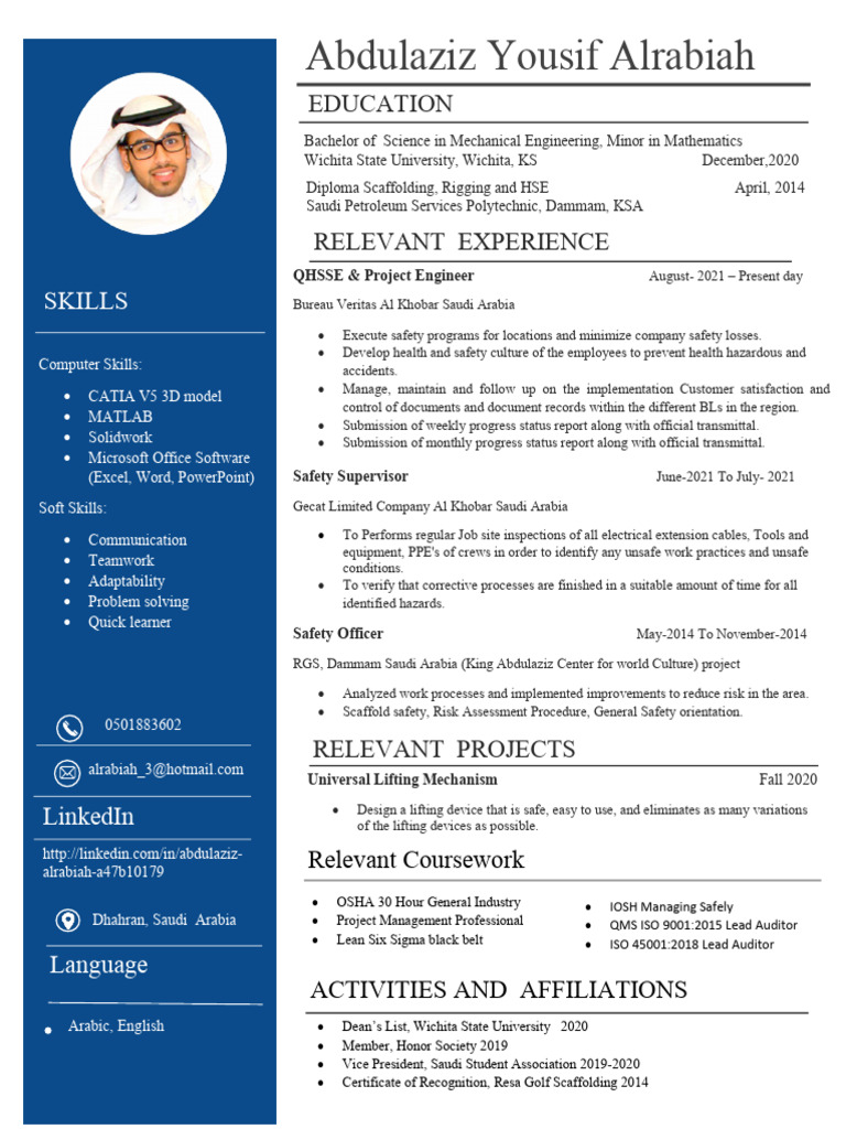 Abdulaziz Yousif Alrabiah Rev 4 | PDF | Safety