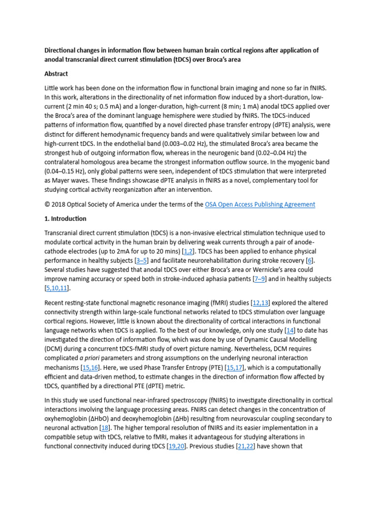 Directional Changes in Information Flow Between Human Brain Cortical ...