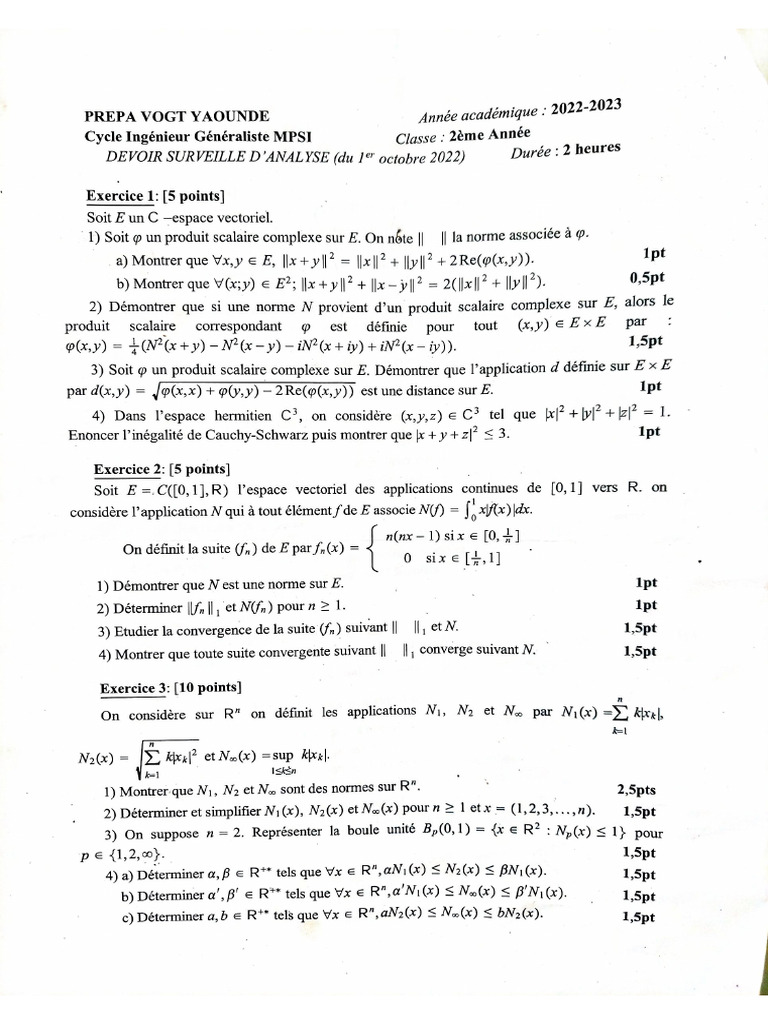 Analyse. (Gtad) 2022 2023 | PDF