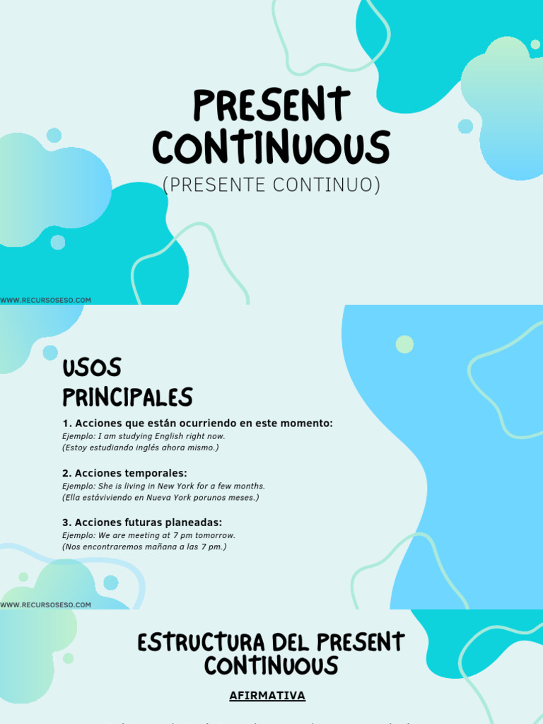 Usos y Estructura del Presente Continuo | PDF | Lingüística | Gramática