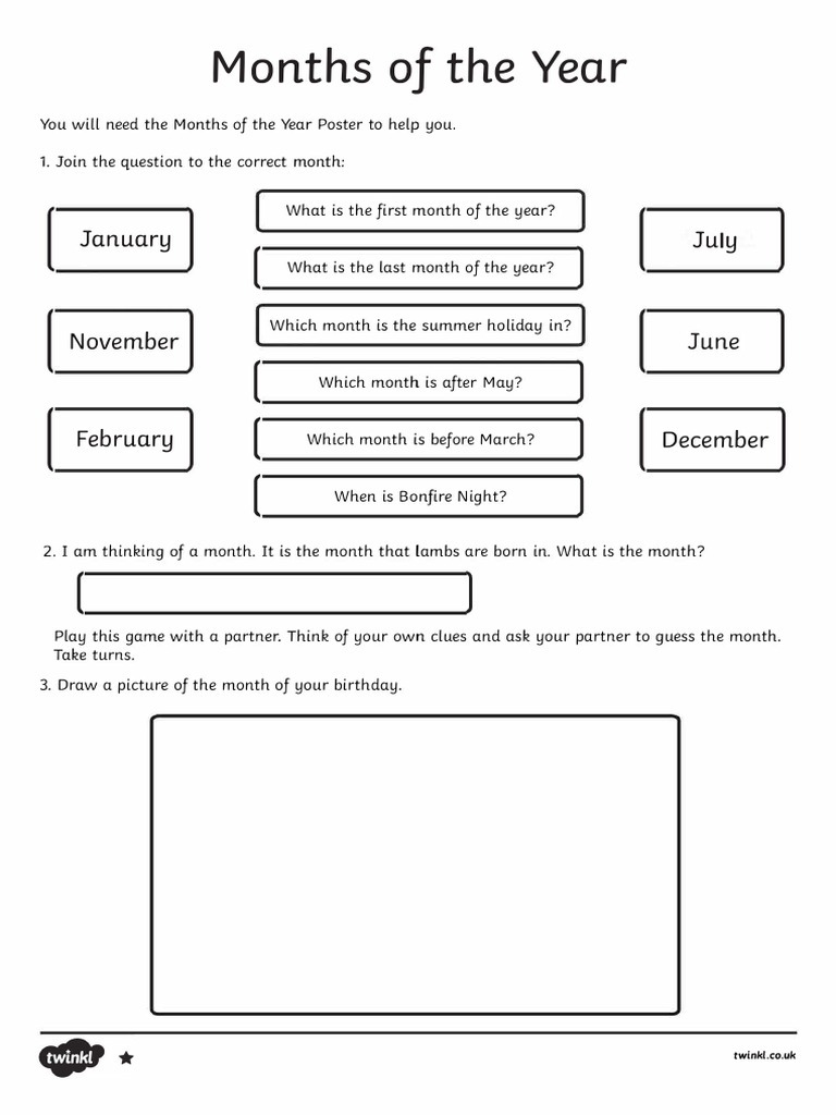 Months of The Year Activity Sheet | PDF