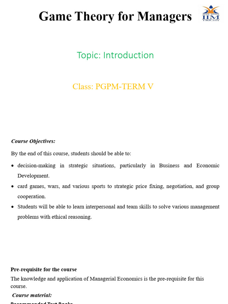 Session 1 & 2 | PDF | Opec | Game Theory