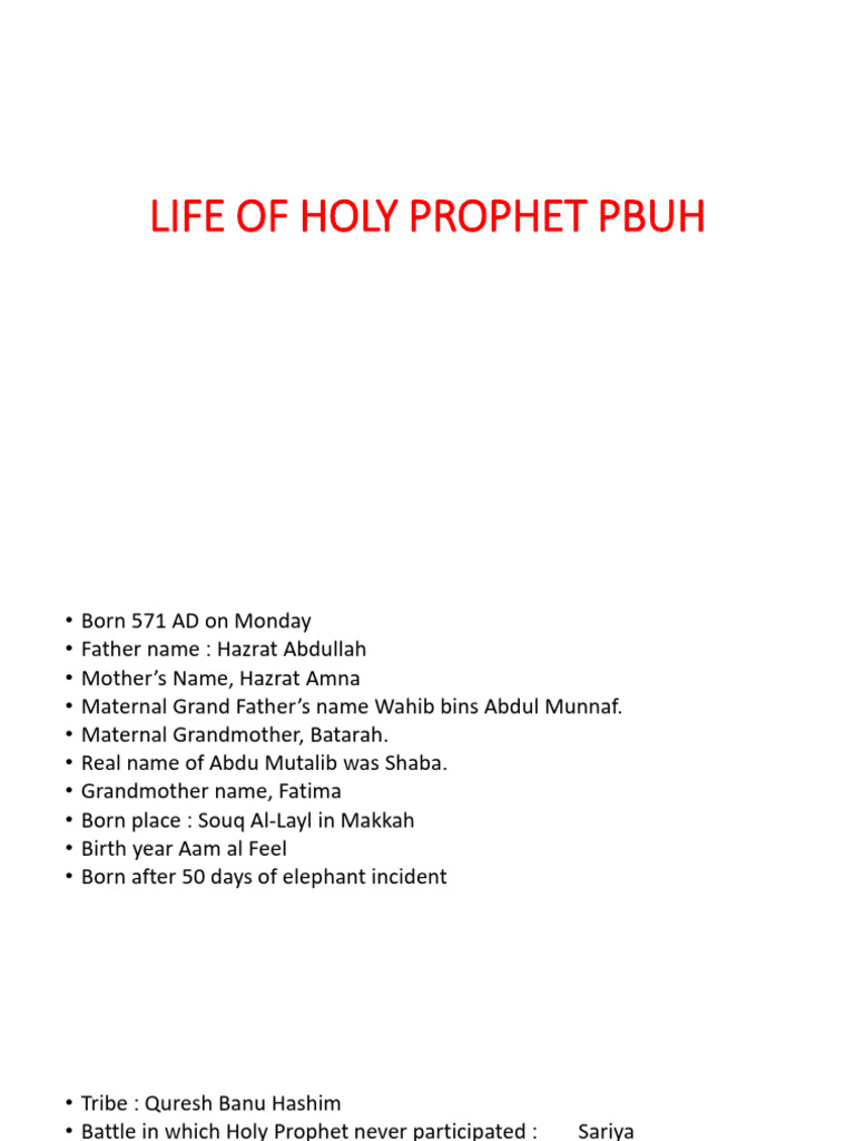 Life of HOLY PROPHET PBUH | PDF | Muhammad | Mecca