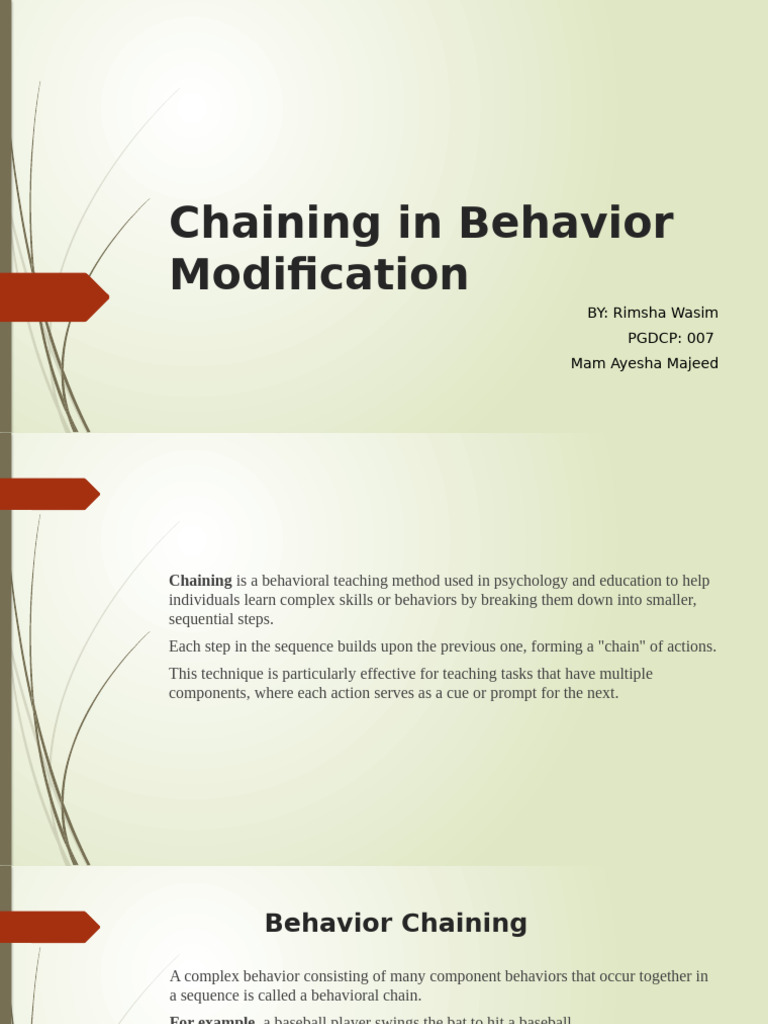 Chaining Techniques in Behavior Modification | PDF | Behavioural ...