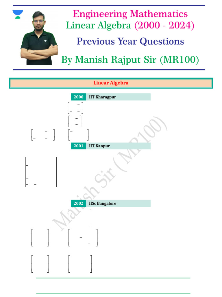 Engg. Maths Combine (2000 to 2024) File-1 | PDF | Eigenvalues And ...