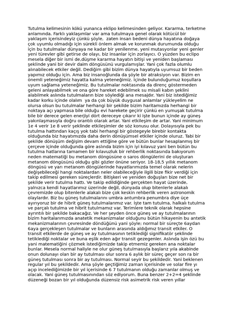 Tutulma Kelimesinin Kökü Yunanca Eklipo Kelimesinden Geliyor | PDF