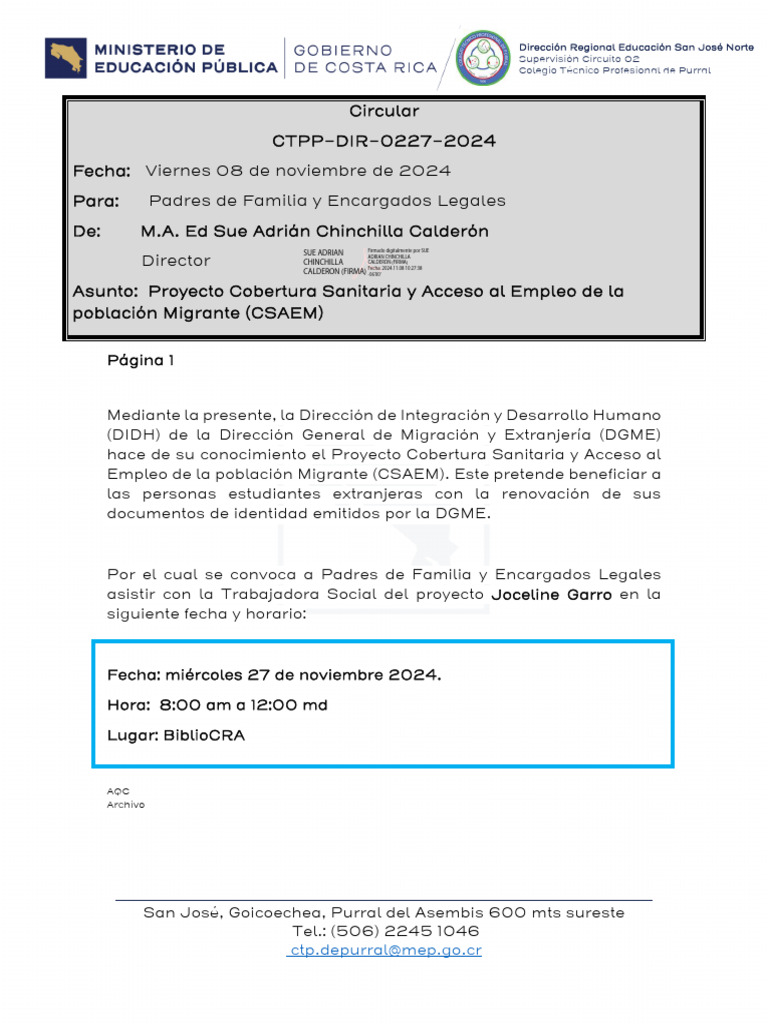 CTPP DIR 0227 2024 (Proyecto Convocatoria) | PDF