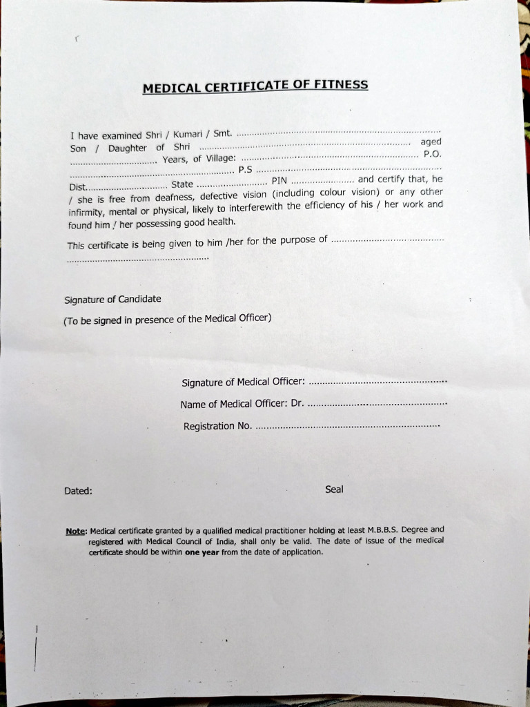 Medical - Cert | PDF