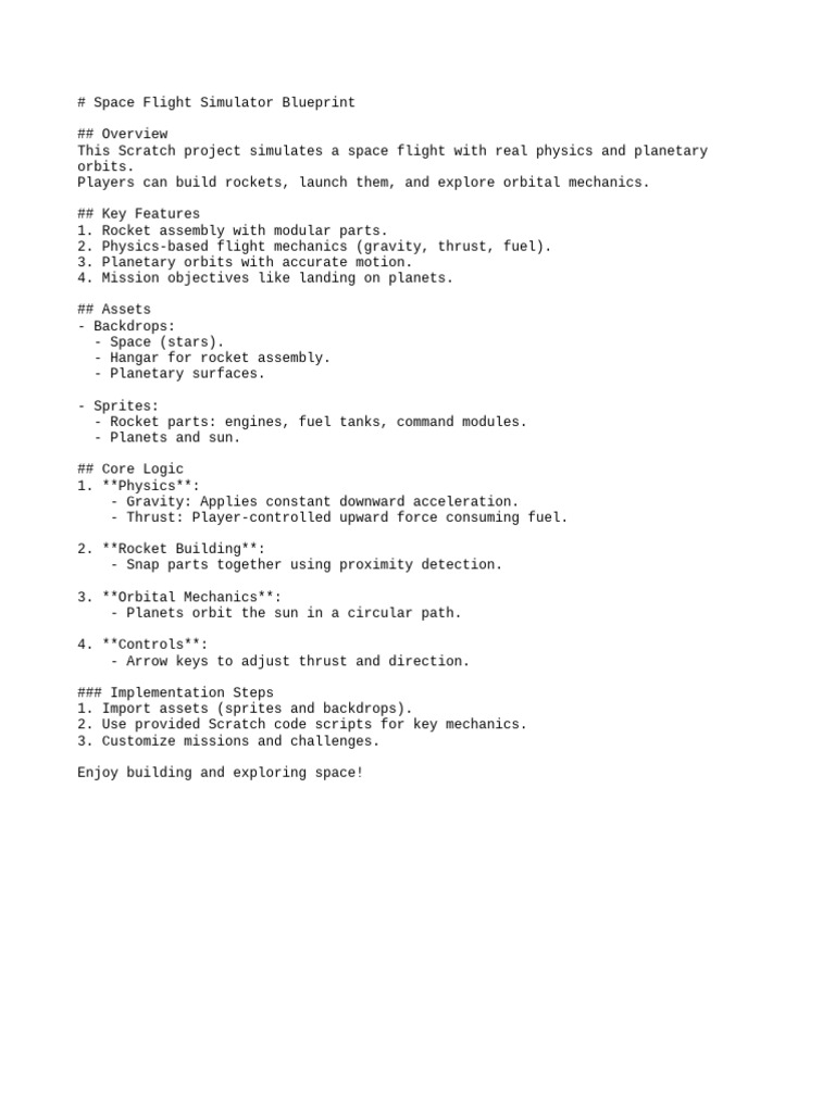 Space Flight Sim for Scratch Users | PDF