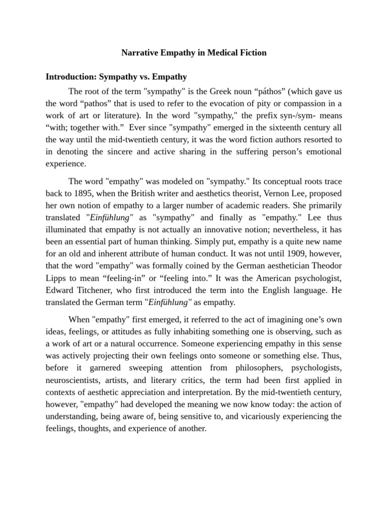 Narrative Empathy in Medical Fiction | PDF | Empathy | Narrative