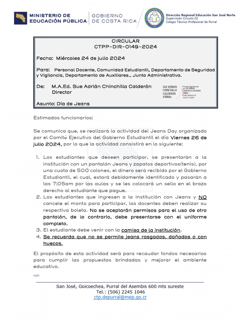 Actividad Jeans Day: Recaudación Escolar | PDF