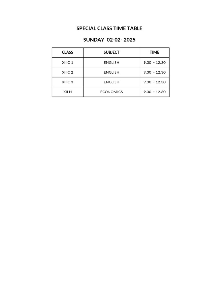 Special Class Sunday | PDF