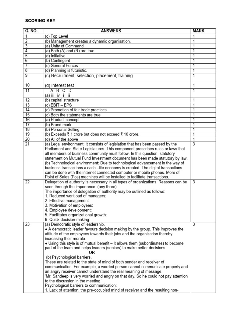 Xii Business Studies Marking Scheme | PDF | Sales | Marketing