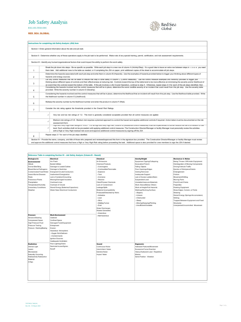 JSA For Installation Third Fixed of Lighting Control | PDF ...