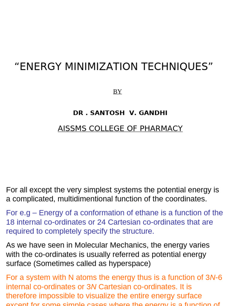 Energy Minimization Pdf Mathematical Optimization Gradient