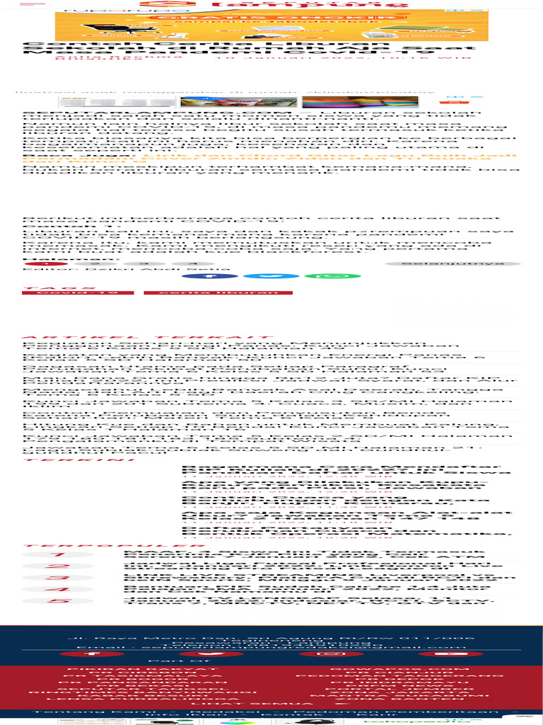 Contoh Cerita Liburan Sekolah di Rumah Aja Saat Masa Pandemi Covid-19 - Seputar Lampung | PDF