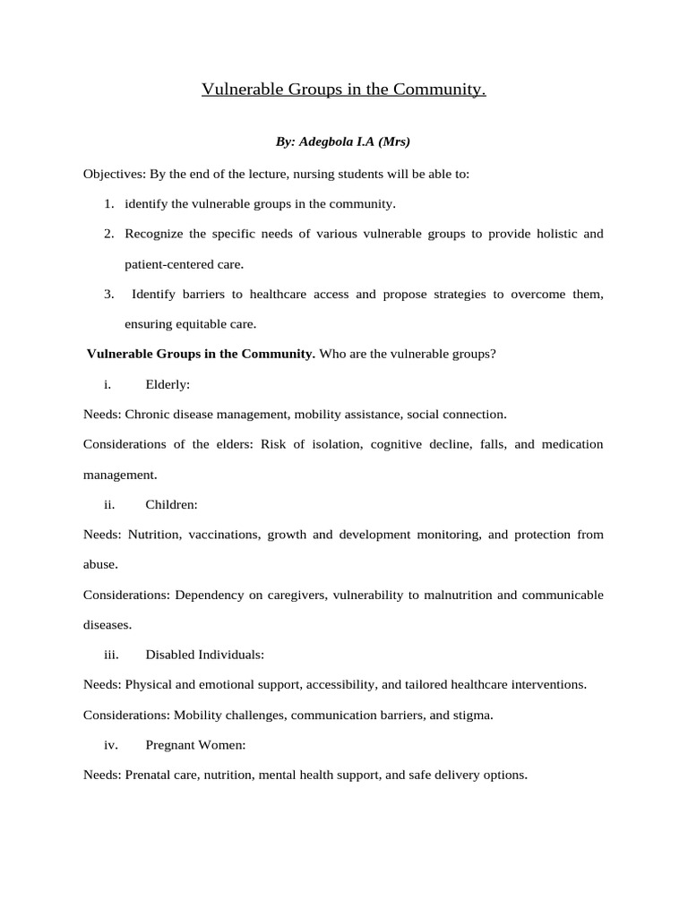 Vulnerable Groups & Nursing Care | PDF | Health Care | Health Equity