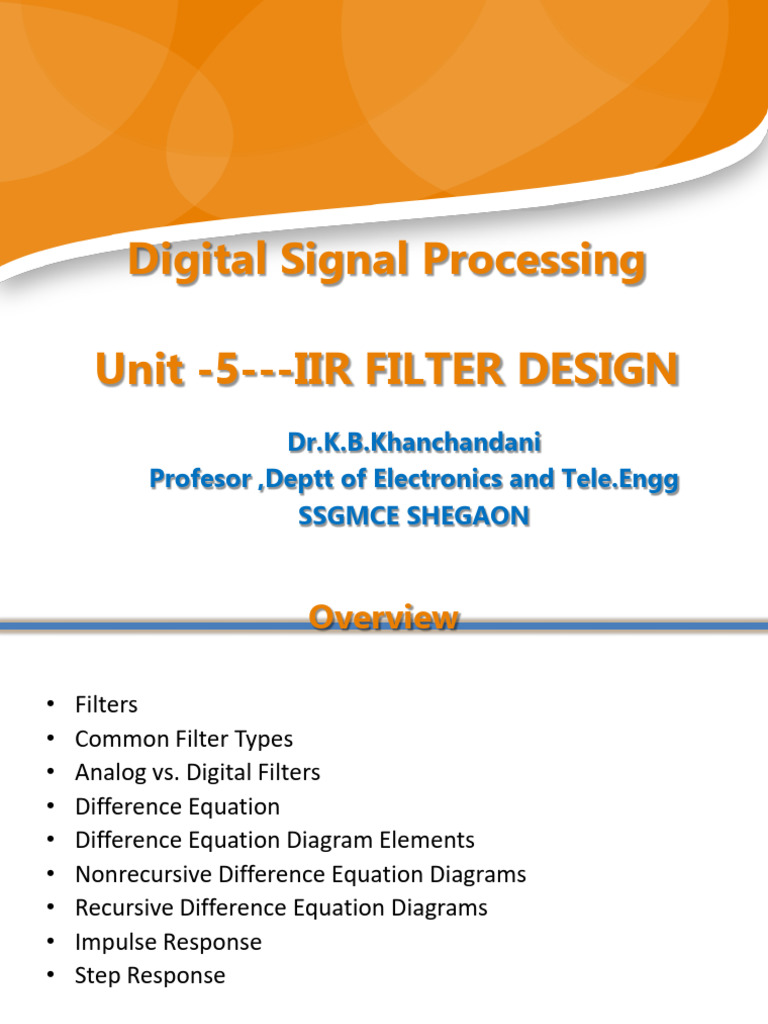 IIR Filter Design in Digital Signal Processing | PDF | Filter (Signal ...