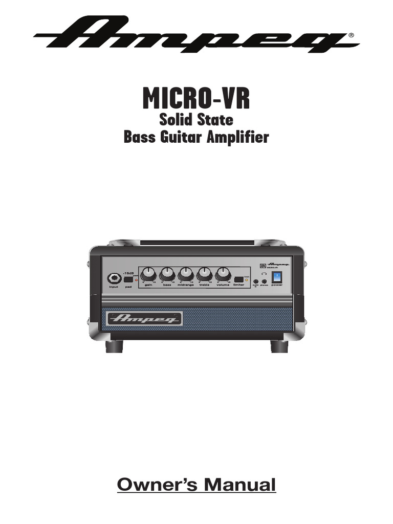 Ampeg micro vr manual | PDF | Headphones | Amplifier