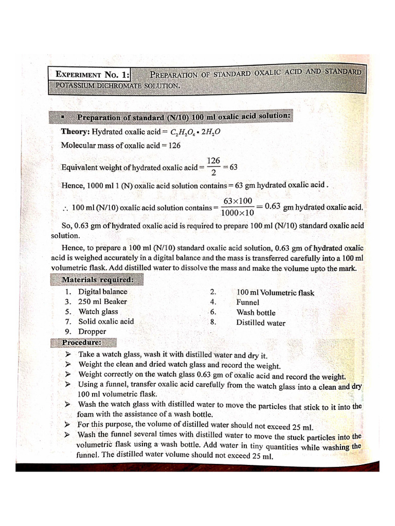 Applied Chemistry Lab 1 | PDF