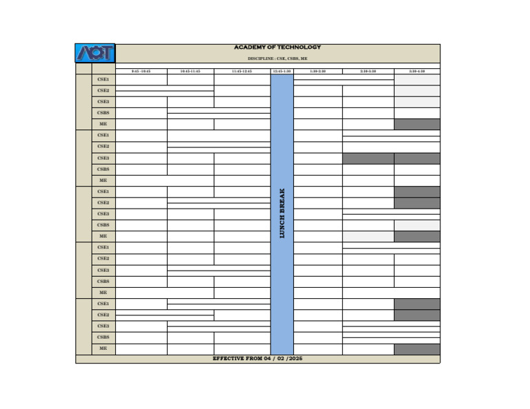 6CSE-6CSBS-6ME - Effective From 4-2-2025 | PDF