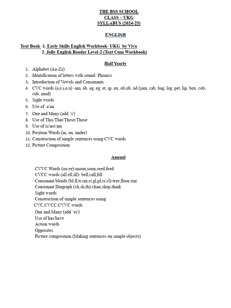 UKG_Syllabus_2024_-25 | PDF