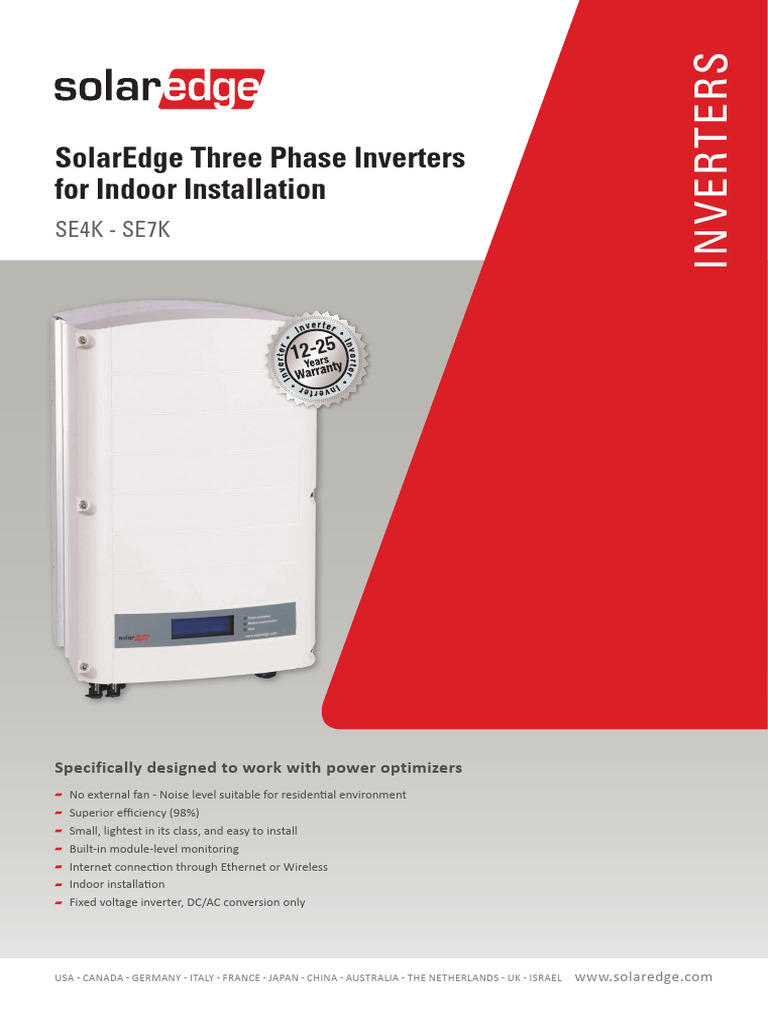 SolarEdge Indoor Three Phase Inverters | PDF | Power Inverter ...