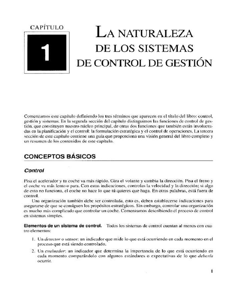 Capitulo 01 - La Naturaleza de Los Sistemas de Control de Gestion | PDF