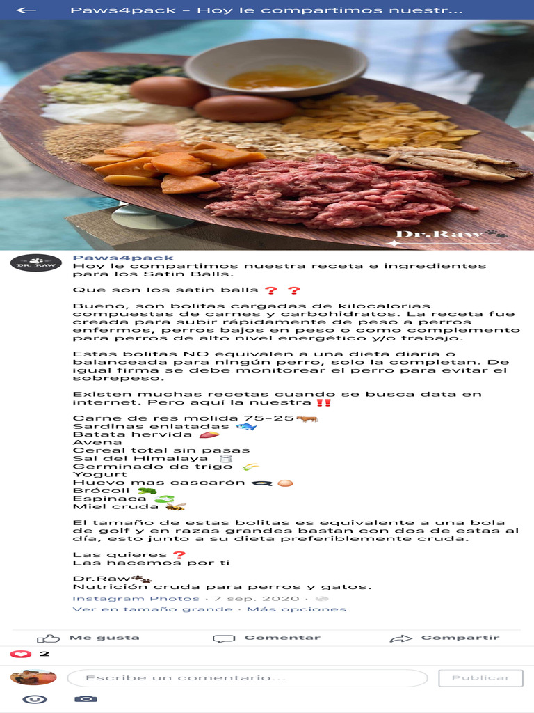 Paws4pack - Hoy Le Compartimos Nuestra Receta e Ingredientes para Los ...