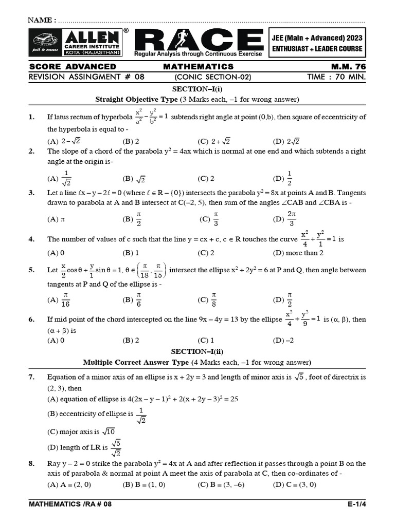 Conicevision Assignment | PDF | Ellipse | Geometry