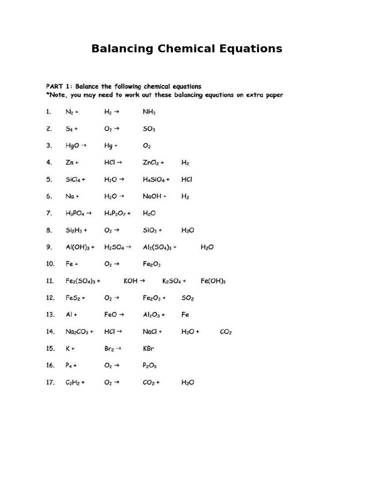 Balancing Chemical Equations | PDF