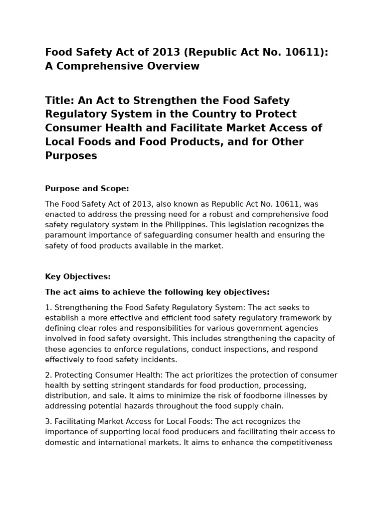 Overview of the Food Safety Act 2013 | PDF | Food Safety | Safety
