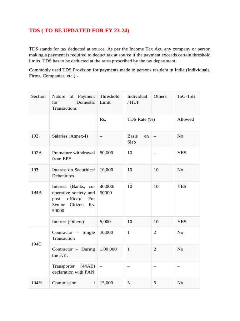 Tds | PDF | Payments | Lease