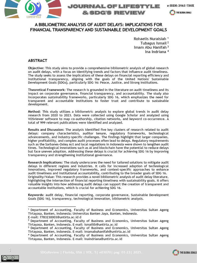 Bibliometric Analysis of Audit Delays Implications For | PDF | Audit | Sarbanes–Oxley Act
