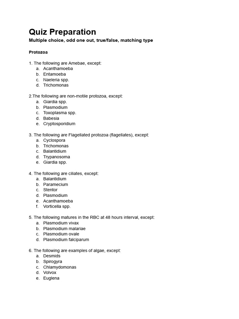 Active Recall Question On Microbiology and Parasitology | PDF ...