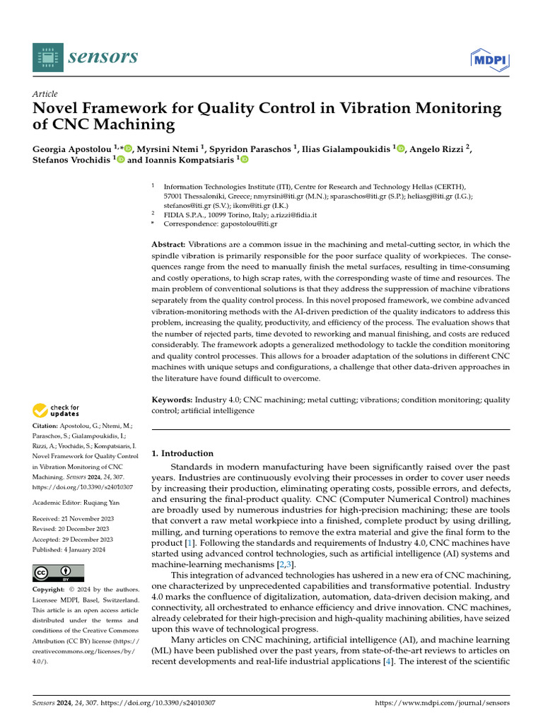 Sensors 24 00307 | PDF | Numerical Control | Machining