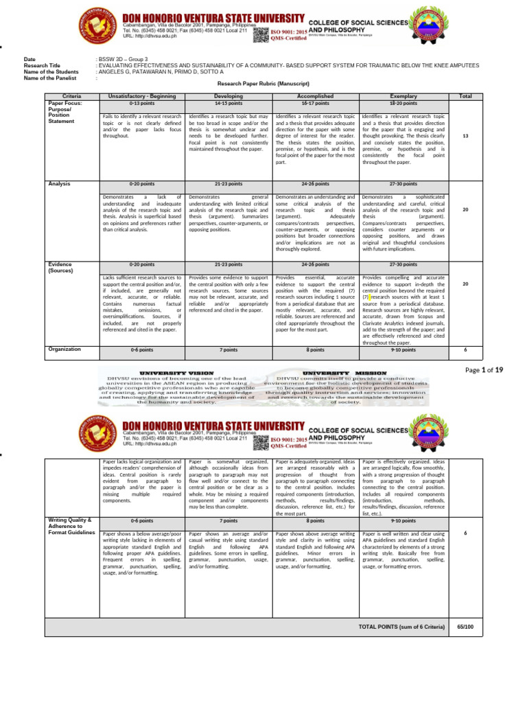 Rubrics (Grades 3d-Group3) | PDF | Apa Style | Argument