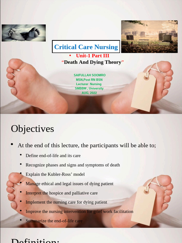 CCN Unit - 1 Part III Death & Dying | PDF | Grief | Death