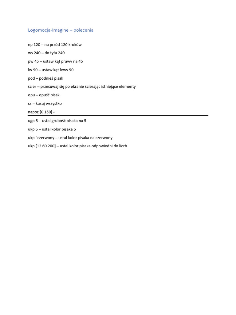Logomocja-Imagine - Polecenia | PDF