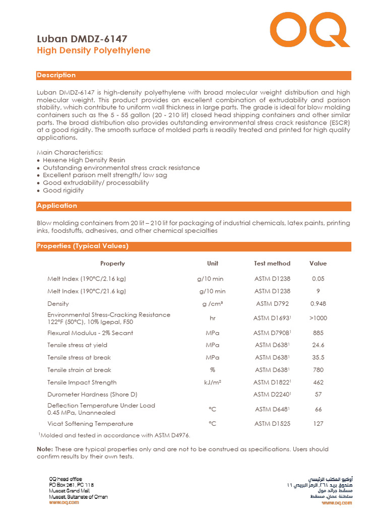 TDS DMDZ 6147 ASTM Hexene | PDF | Strength Of Materials | Physical Sciences
