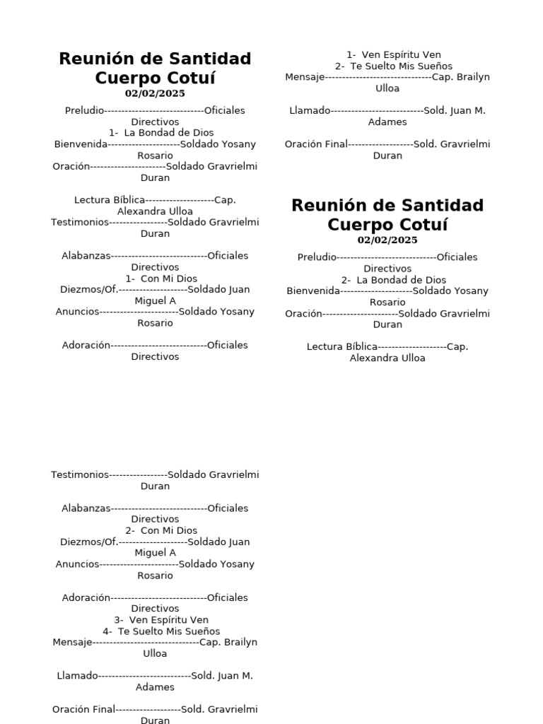 Reunión de Santidad | PDF | Adoración Cristiana Y Liturgia | Creencia ...