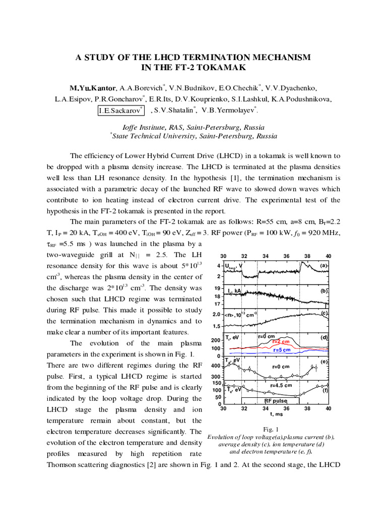 A Stusy of The LHCD Termination Mechanism in The FT-2 Tokamak | PDF ...