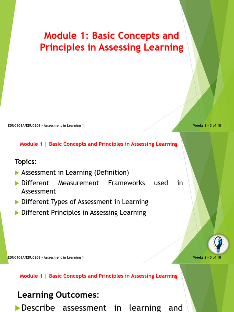 Module 1-Basic Concepts and Principles in Assessing Learning | PDF | Educational Assessment ...