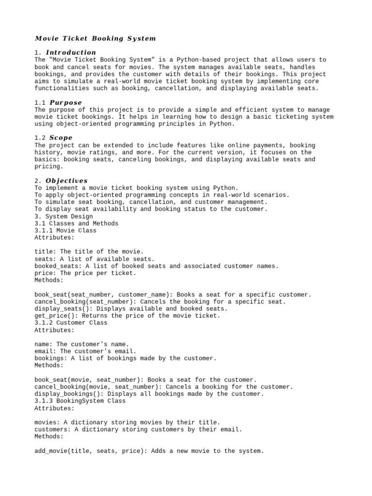 Python Movie Ticket Booking System | PDF | Object Oriented Programming | Class (Computer ...