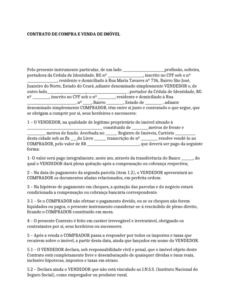 Modelo de Documento de Compra e Venda | PDF | Cheque (banco)