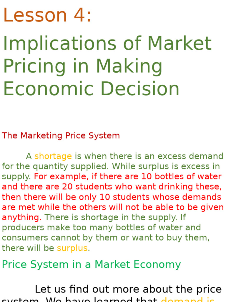 Market Pricing and Economic Decisions | PDF | Demand | Elasticity ...