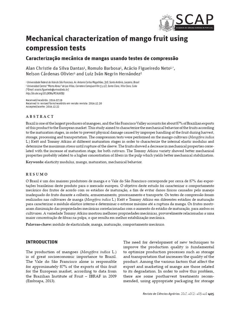 Mechanical Characterization of Mango Fru | PDF | Deformation (Engineering) | Sphere
