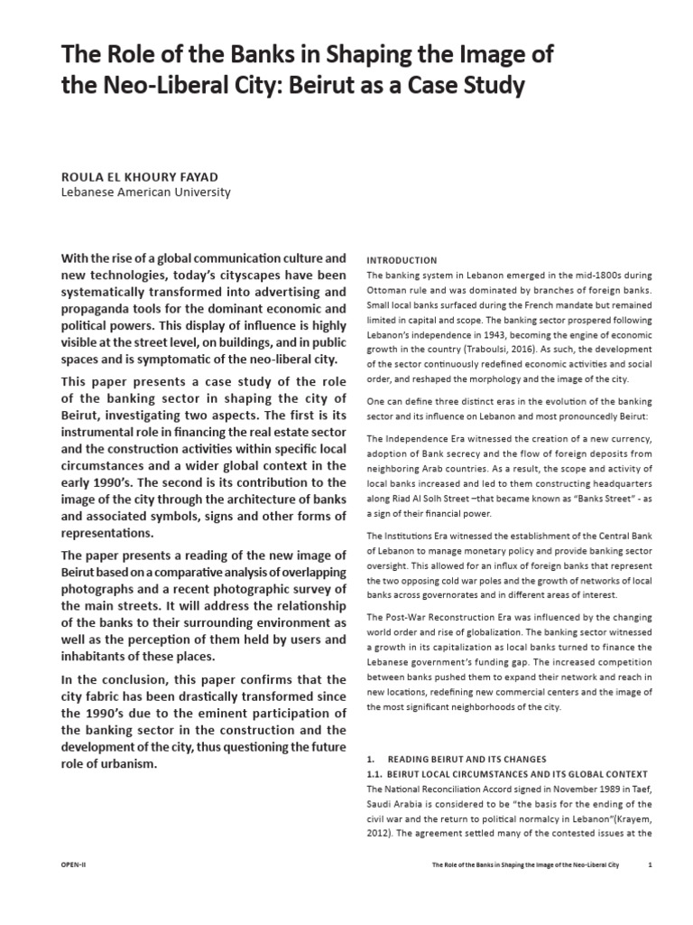 The Role of The Banks in Shaping The Image of The Neoliberal City ...